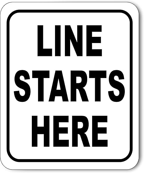 Amazon.com: Line Starts Here Outdoor Signs - Restroom Sign - Parking ...