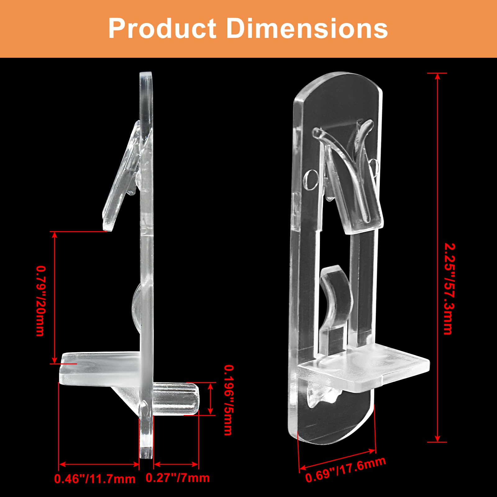 Snapklik.com : 20 Pcs Plastic Locking Shelf Pins 5mm, 3/4 Clear Plastic ...