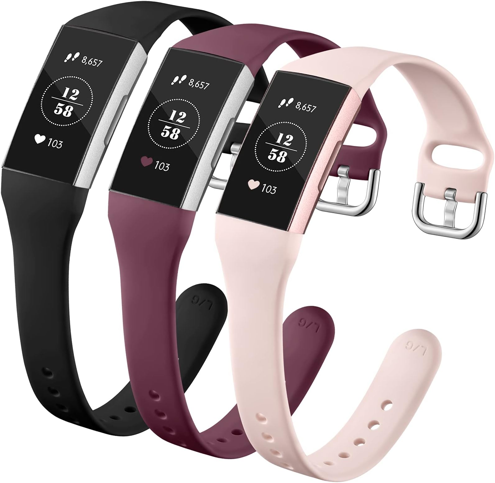 Amazon.com: PACK 3 Silicone Bands for Fitbit Charge 4 / Fitbit Charge 3 ...