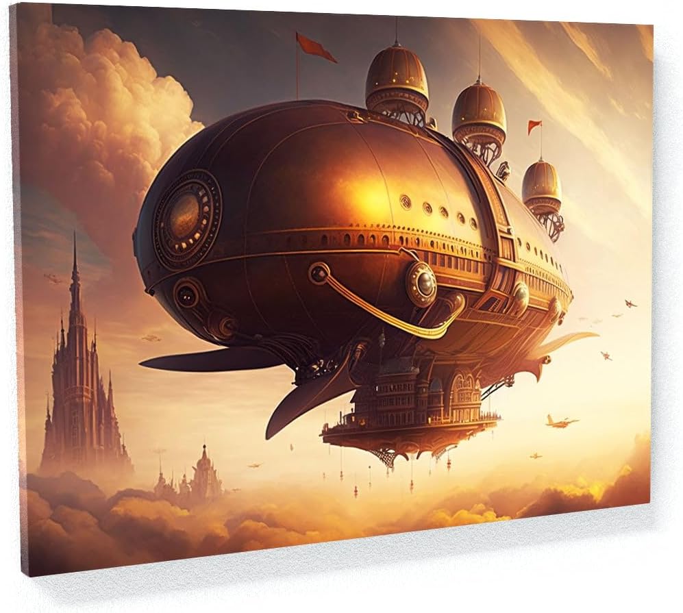 Amazon.com: Steampunk Airship Puzzles for Adults 1000 Pieces-Steampunk Airship Cityscape-Wooden ...