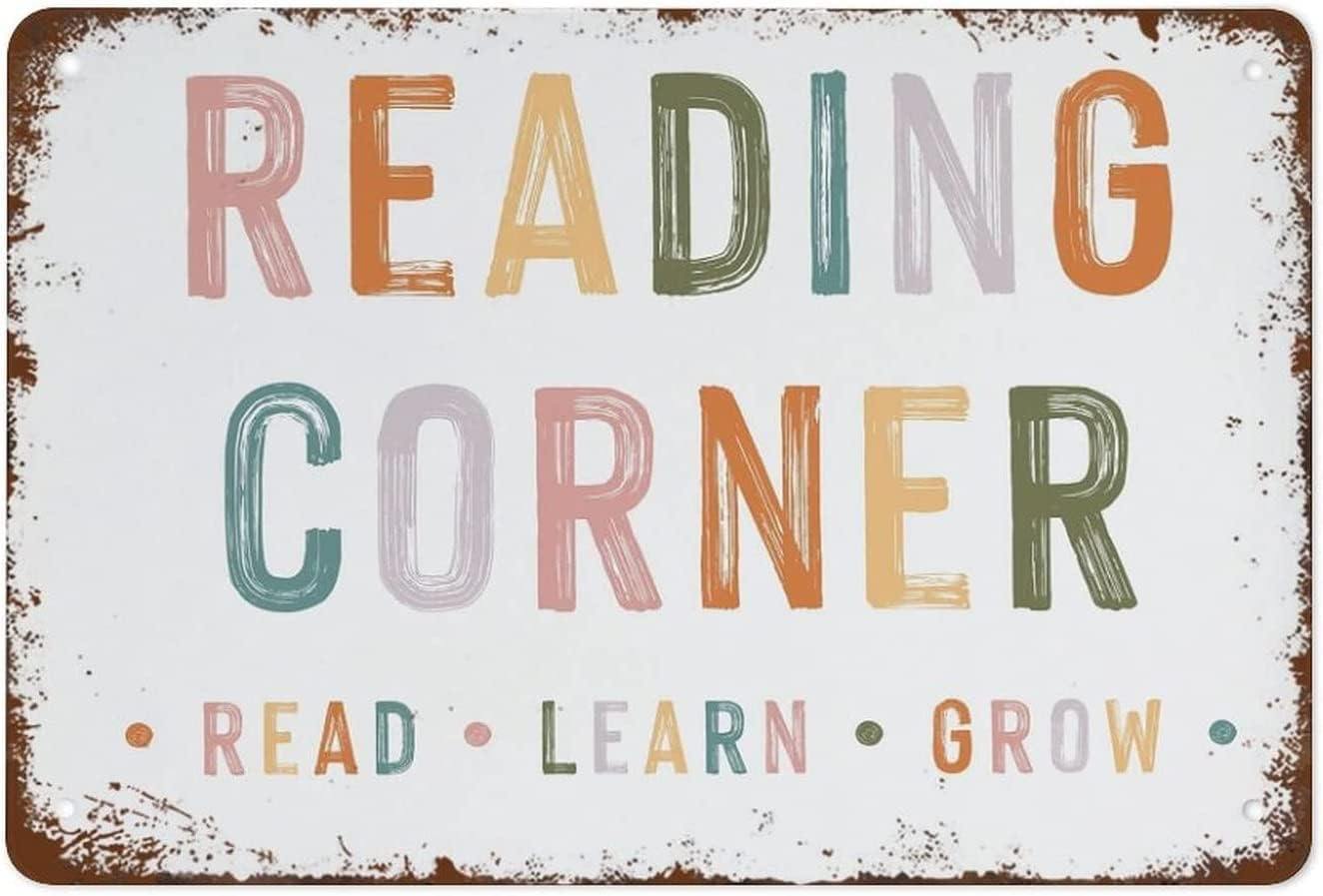 Amazon.com: Funny Vintage Metal Tin Sign Reading Corner Decor Classroom ...