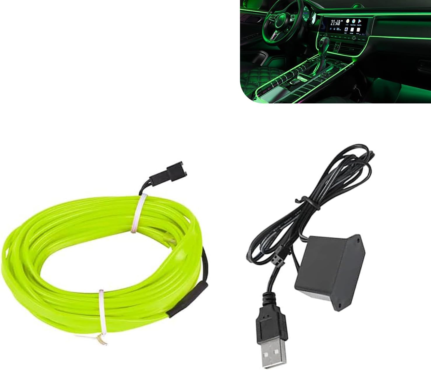 Amazon.com: Ferianl EL Wire Interior Car LED Strip Lights, USB Neon ...