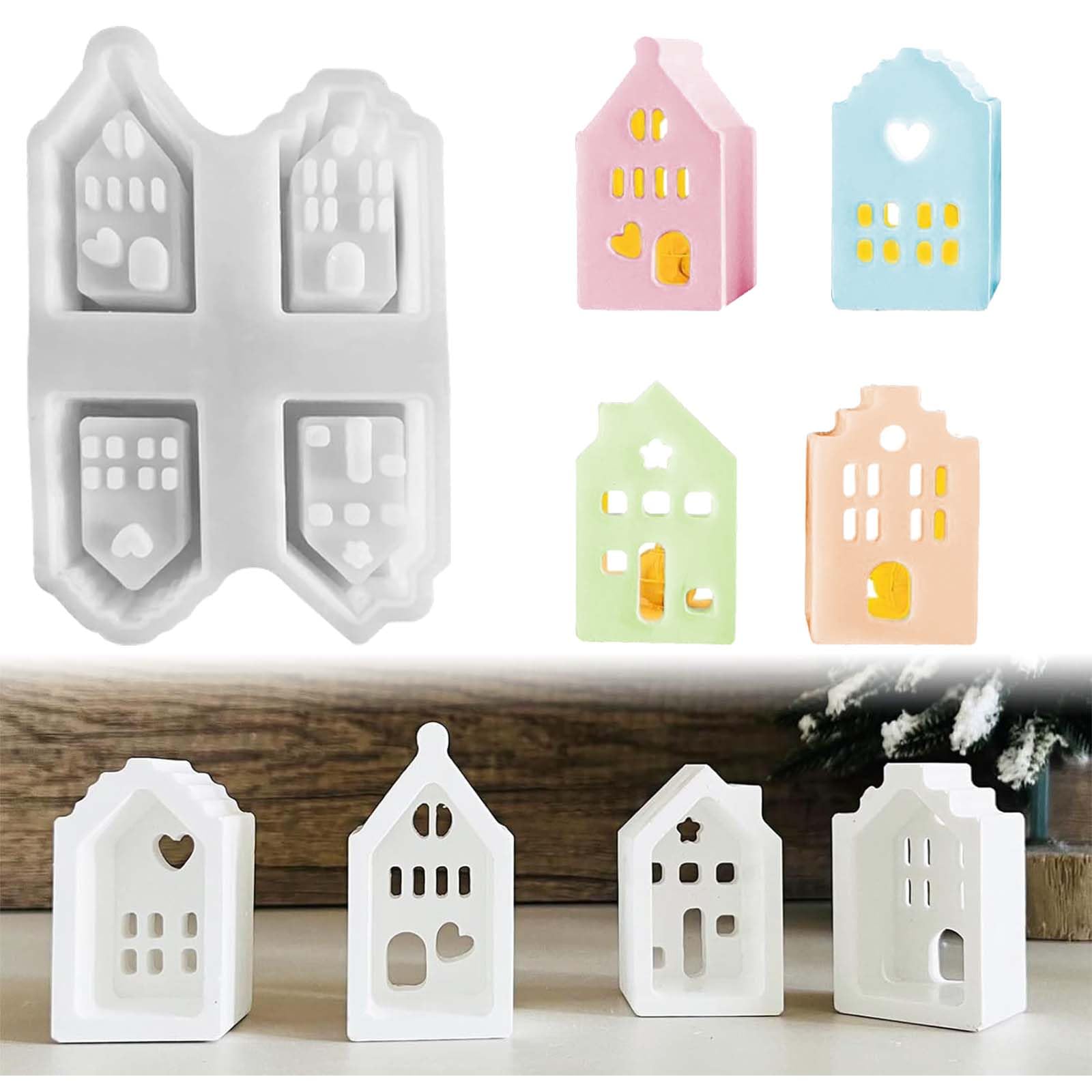 TREABEAR 4PCS Silikonform Häuser, Silikonform Haus, Silikonform Mini ...
