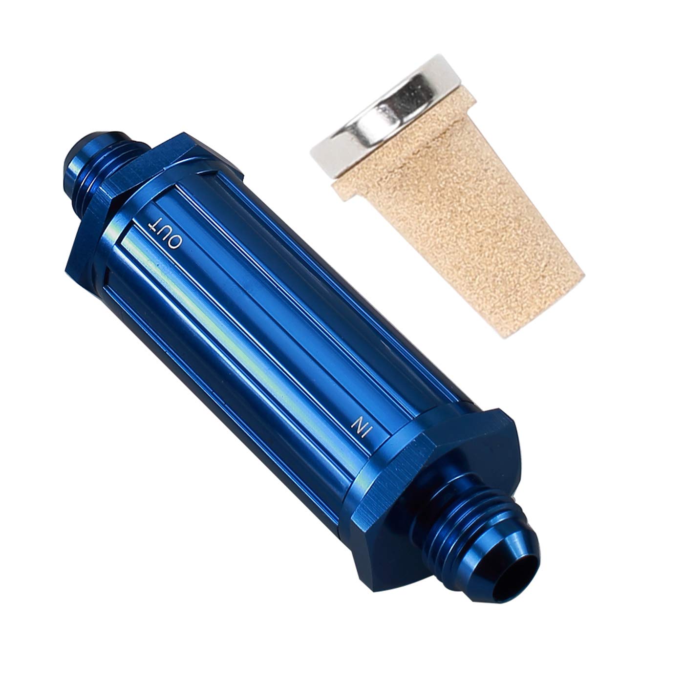 Amazon.com: AC PERFORMANCE Blue Aluminum AN6 Inlet Fuel Filter with 150 ...