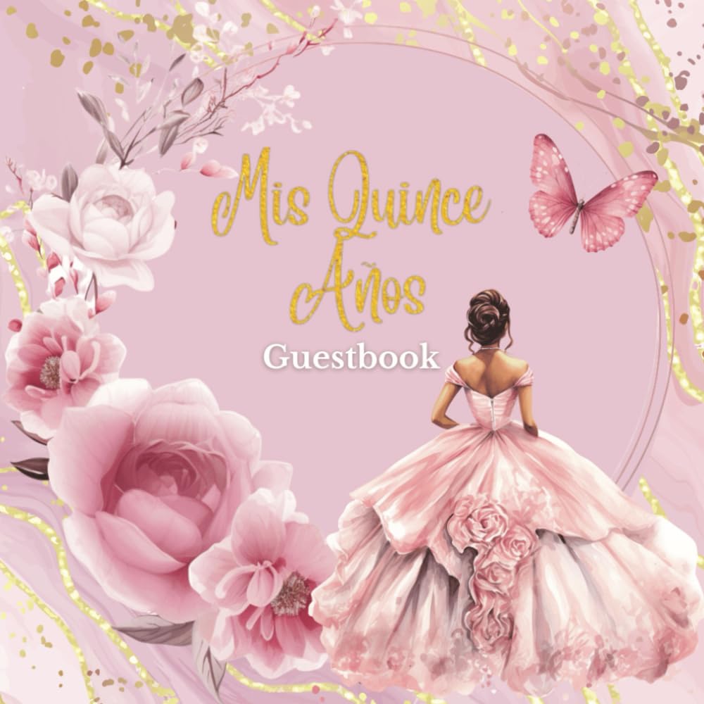 Amazon.com: Quinceanera Guest Book Pink with Elegant Floral Roses ...