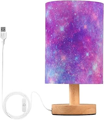 MFTJYO Bedside Table Lamp Magenta Galaxy Purple Table Lamp for Bedroom ...