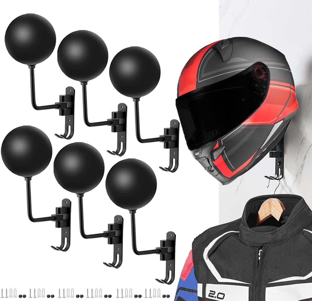 Amazon.com: HUAEU Helmet -Holder Wall-Mount Motorcycle-Helmet-Rack Wall ...