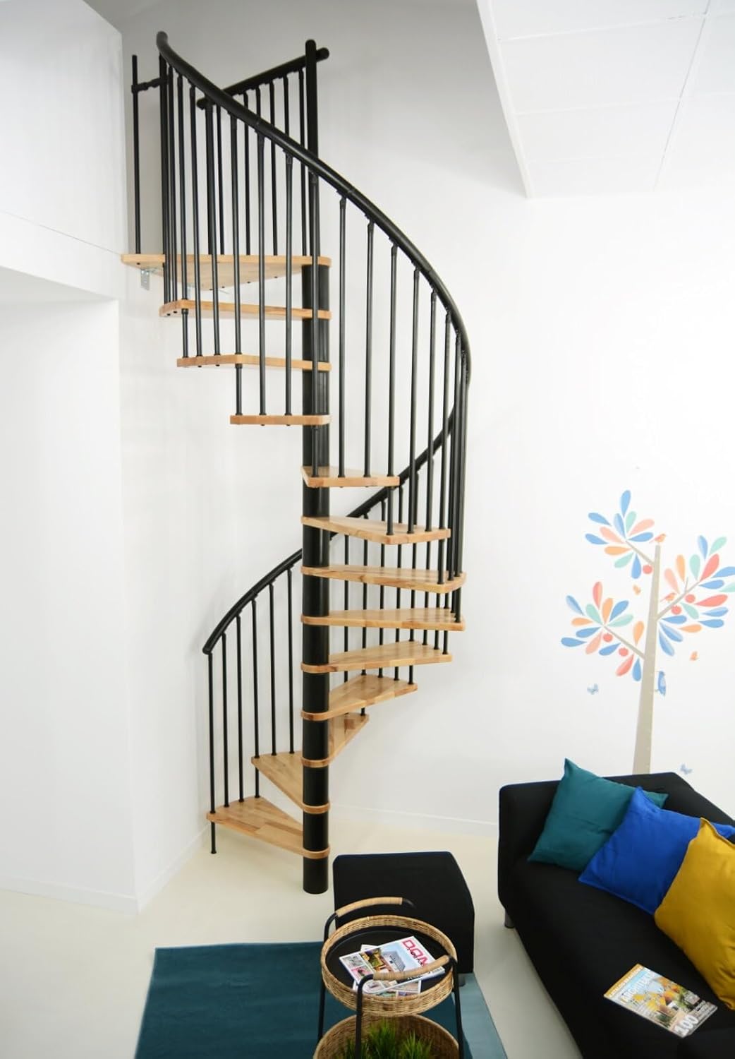 Austrian Indoor Spiral Staircase, Beech Wood Lacquered Steps, Aluminum ...