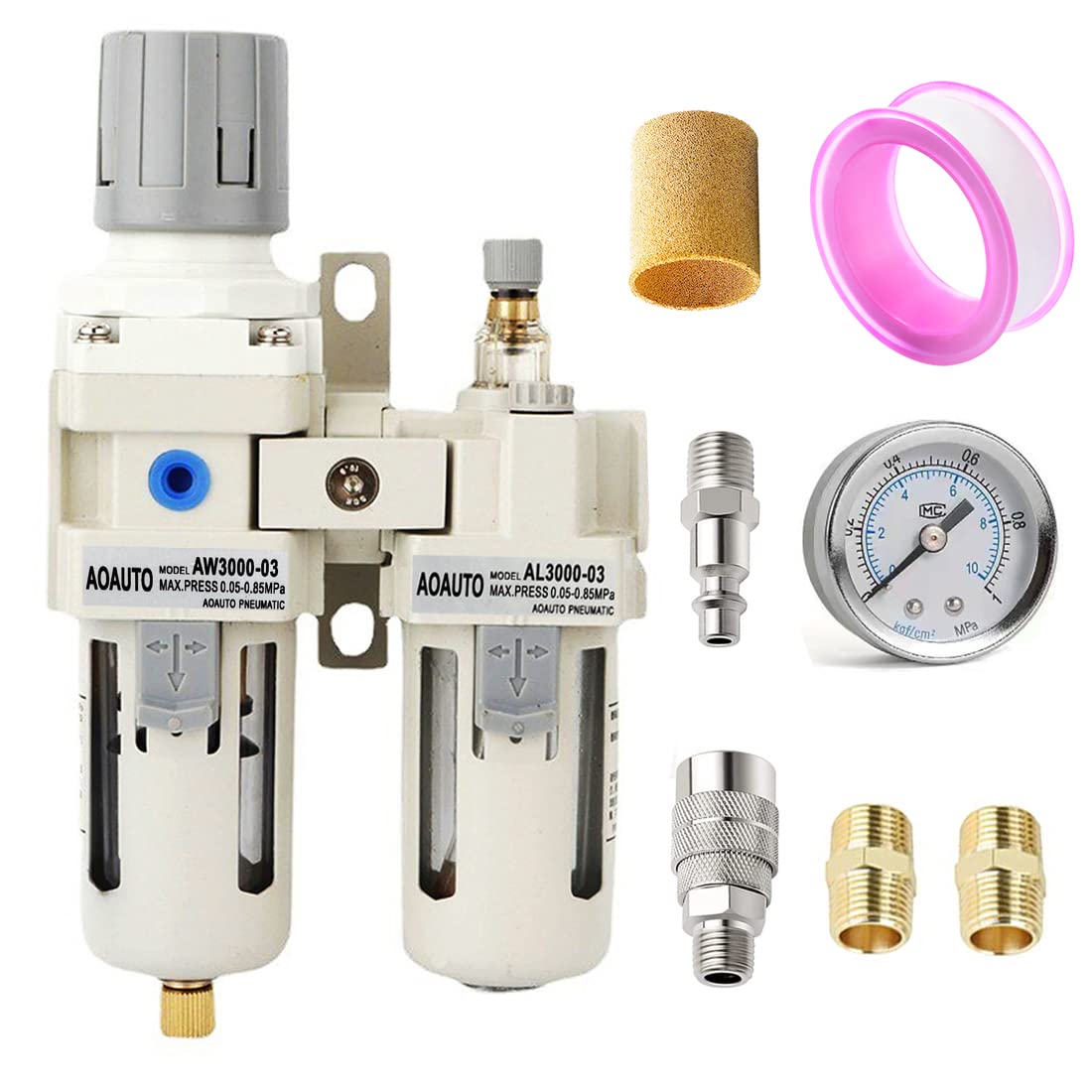 Buy 3/8 Inch NPT Air Filter Regulator Lubricator Combo,Water Oil Trap ...