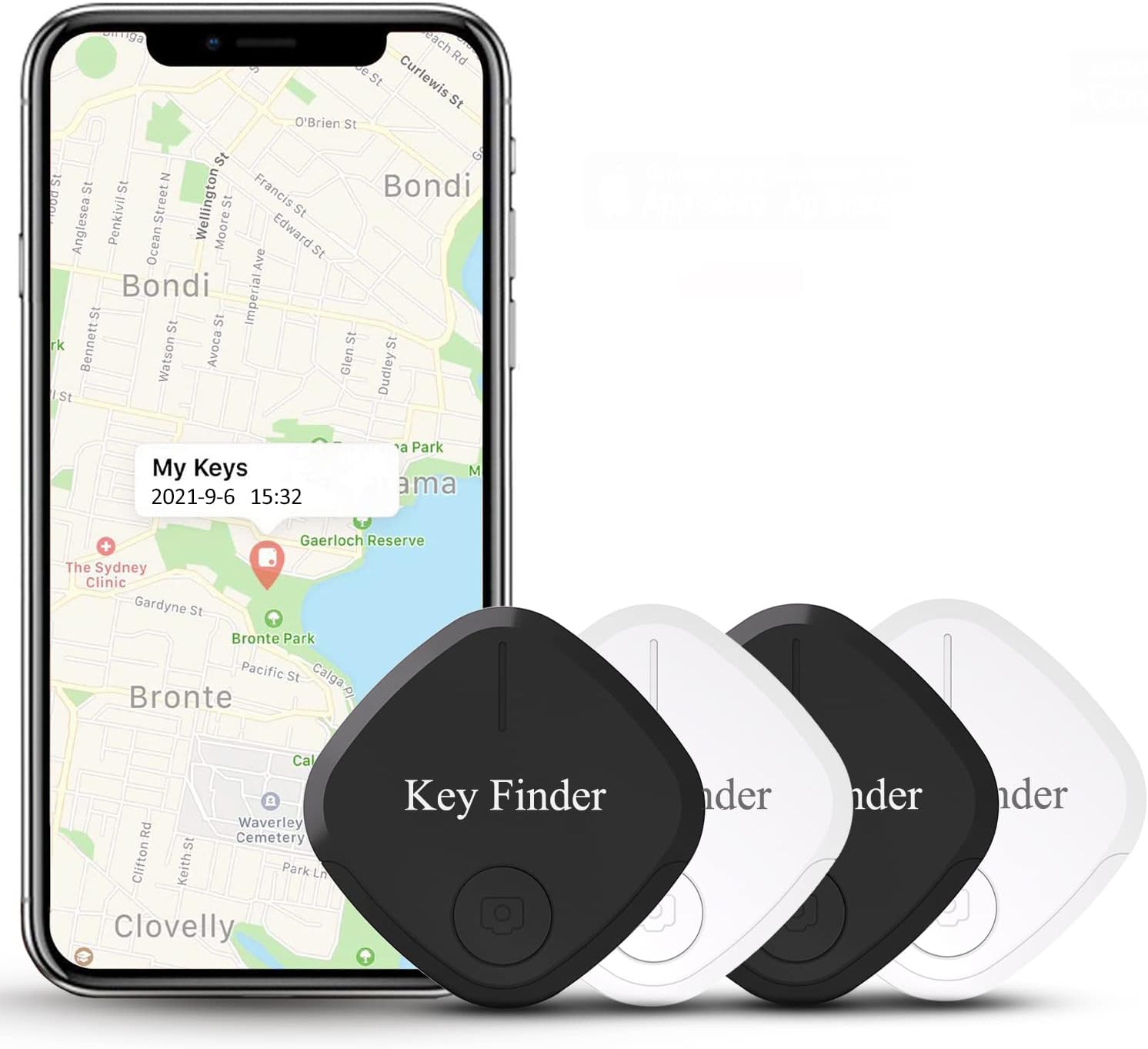 Key Finder Item Finders, 4 Pack Kimfly Smart Key Tracker Fob Bluetooth ...