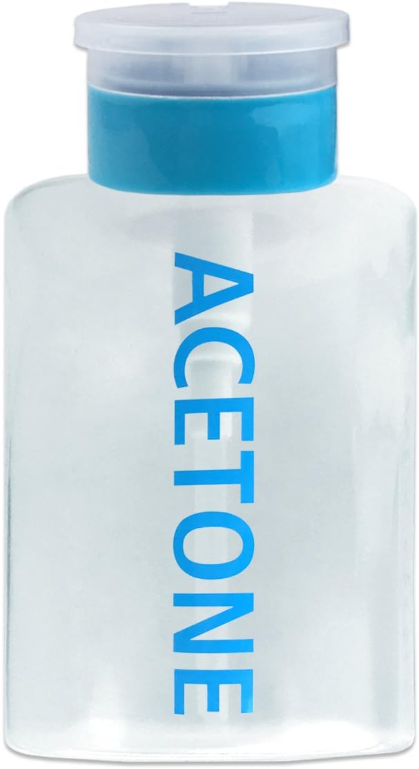 Amazon.com: Beauticom 9 Oz Blue Push Down Acetone Labeled Dispenser ...