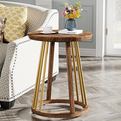 Amazon.com: Tribesigns Round Side Table Gold End Table Modern Round Bedside Table Sofa Side ...
