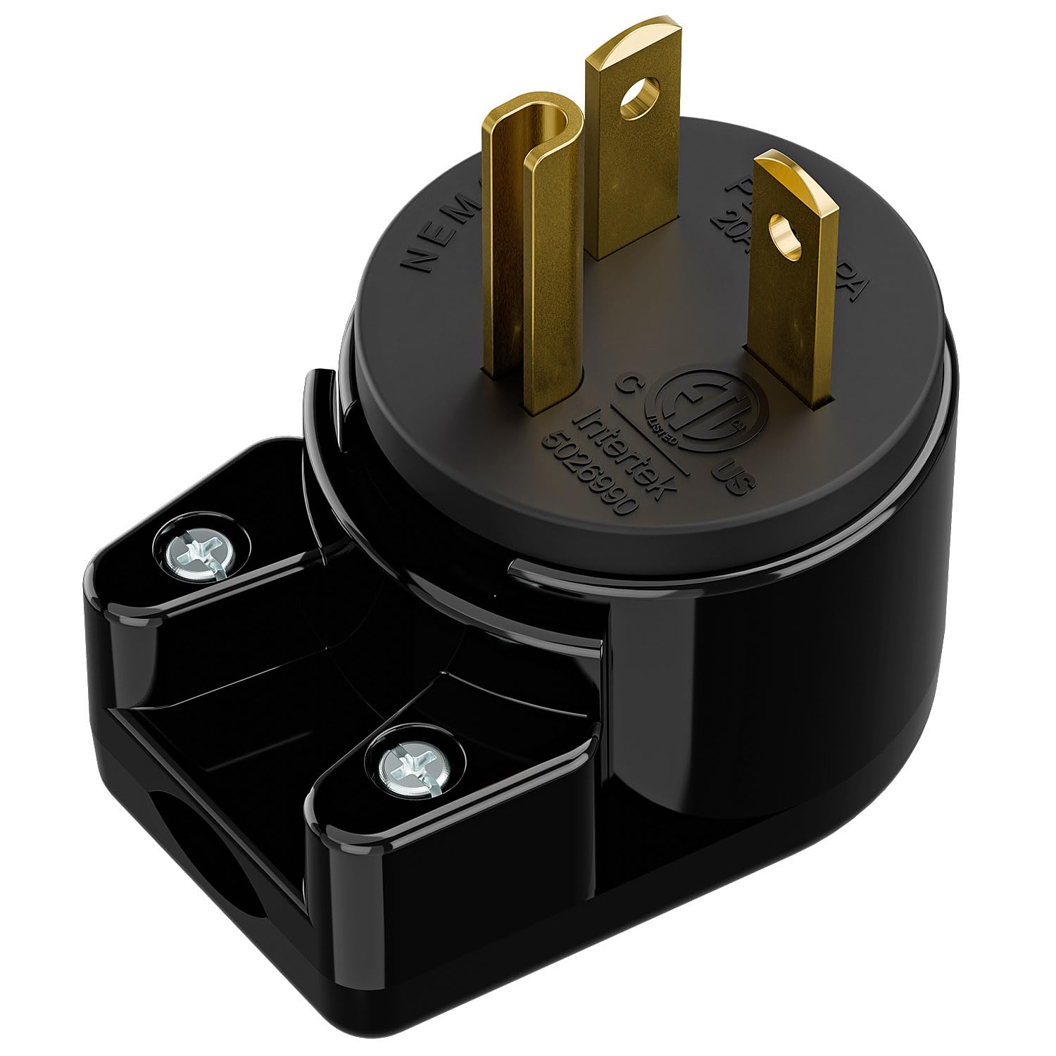 Snapklik.com : USA 3-Prong Male AC Plug, Right Angle ETL Nema 5-20P 3 ...