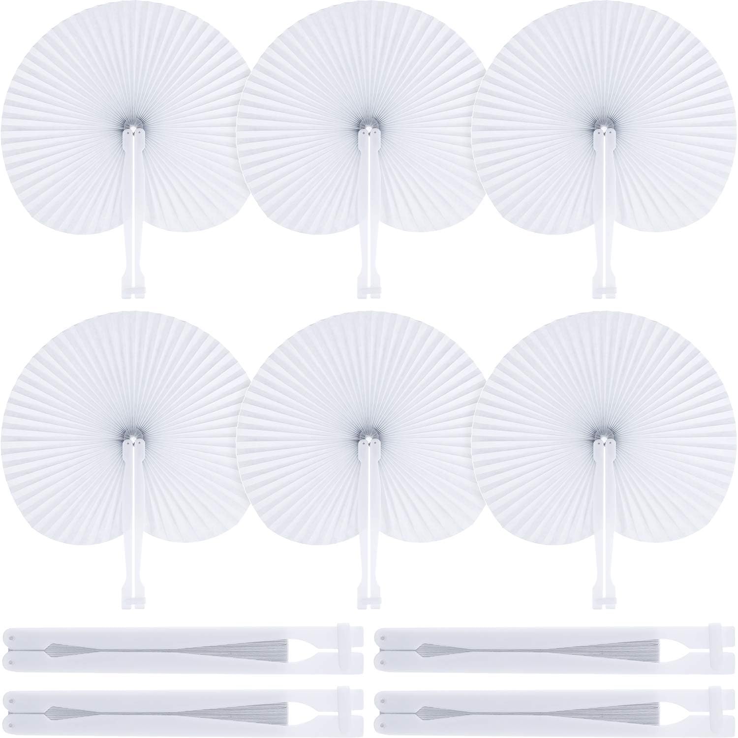 Amazon.com: 60 Pack Wedding Fans White Round Folding Handheld Fans ...
