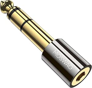 MOSWAG 6.35mm 1/4 Male to 3.5mm 1/8 Female Stereo Headphone Adapter Audio Jack Plug Gold Plated ...