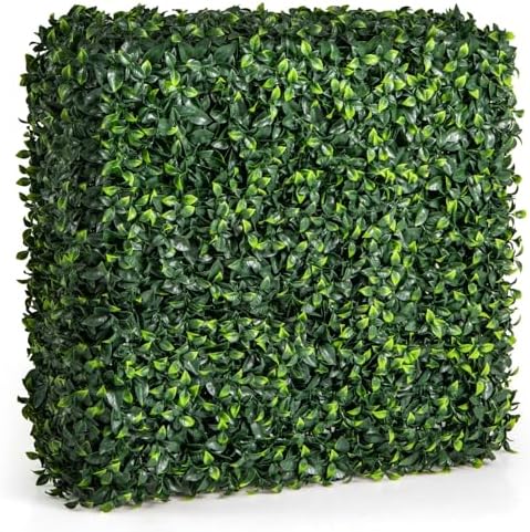 COSTWAY Artificial Hedge Panels, Fake Greenery Wall Garden Fence ...