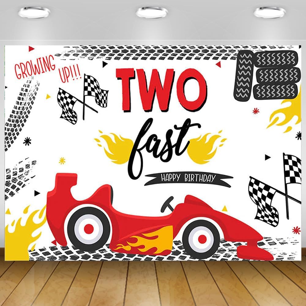 Amazon.com : Two Fast Birthday Backdrops Red Race Car Tires Photo ...