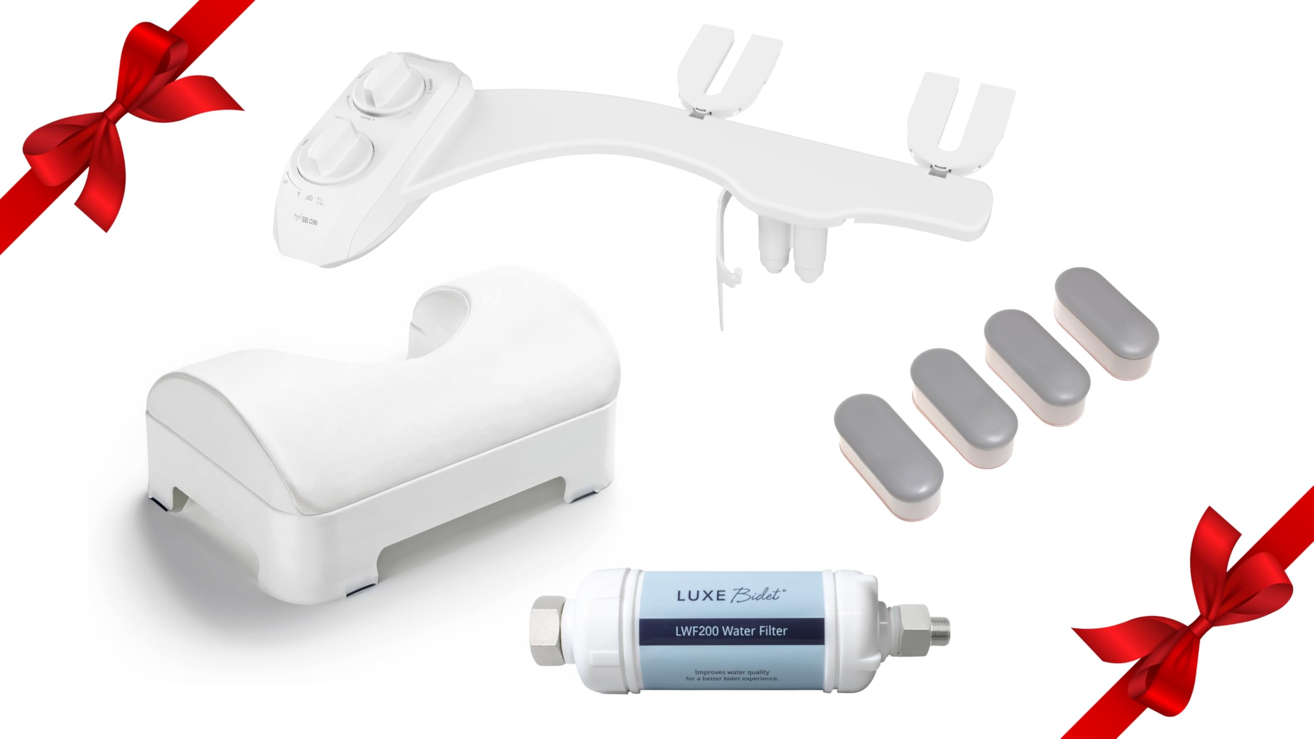 LUXE Bidet NEO 185 Plus White Bidet Attachment, Comfort Soft Footstool ...