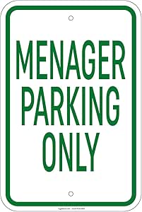 Amazon.com : Manager Parking Only Sign 8"x12" Aluminum Signs Retail ...