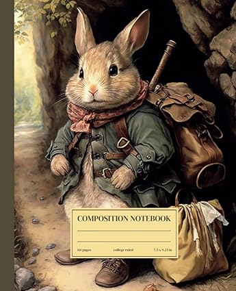 Composition Notebook: Cute Bunny Illustration, College Ruled Notebook ...