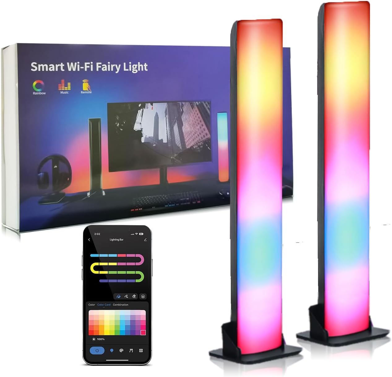 Amazon.com: Smart RGB Light Bar, RGBICW Gaming Lights with Scene and ...