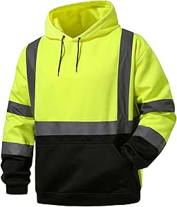 SKSAFETY Hi Vis Work Safety hoodie for Men - Class 3 High Visibility Reflective Hoodie Jacket ...
