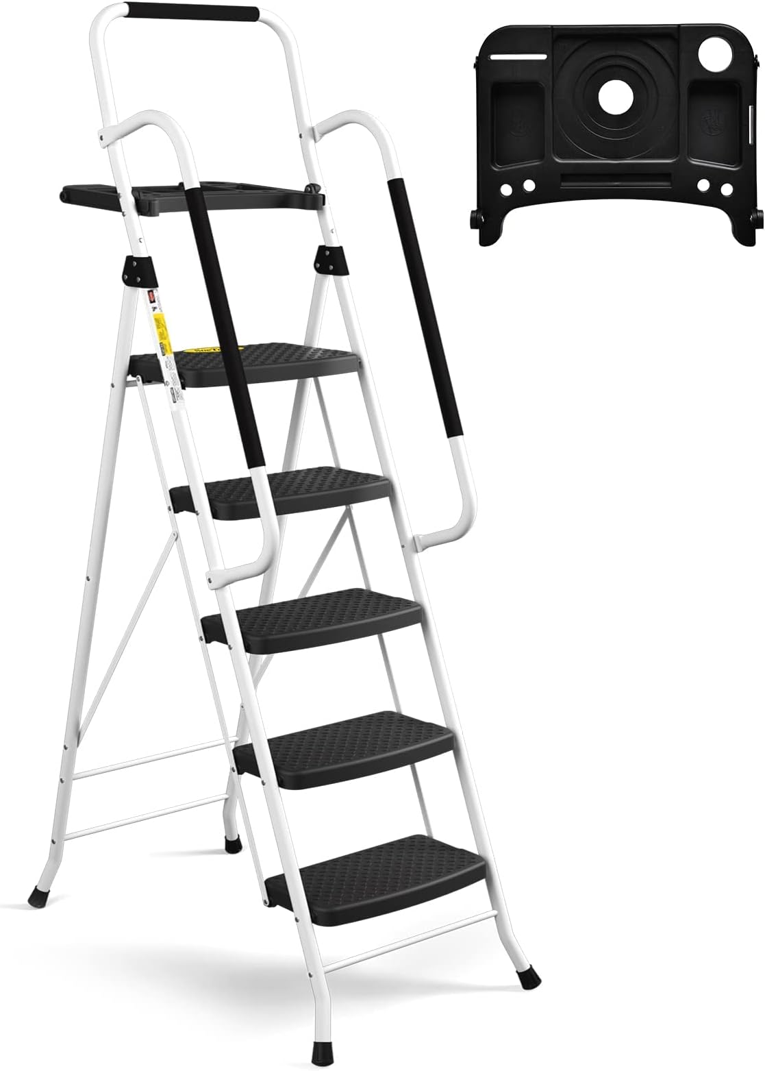 Home Vida 3 Step Ladder With Safety Handrail Foldable Safety Non Slip ...