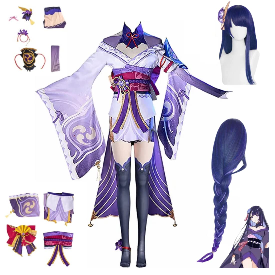 Cosplay Life Raiden Shogun Genshin Impact Complete Costume Set Wig ...