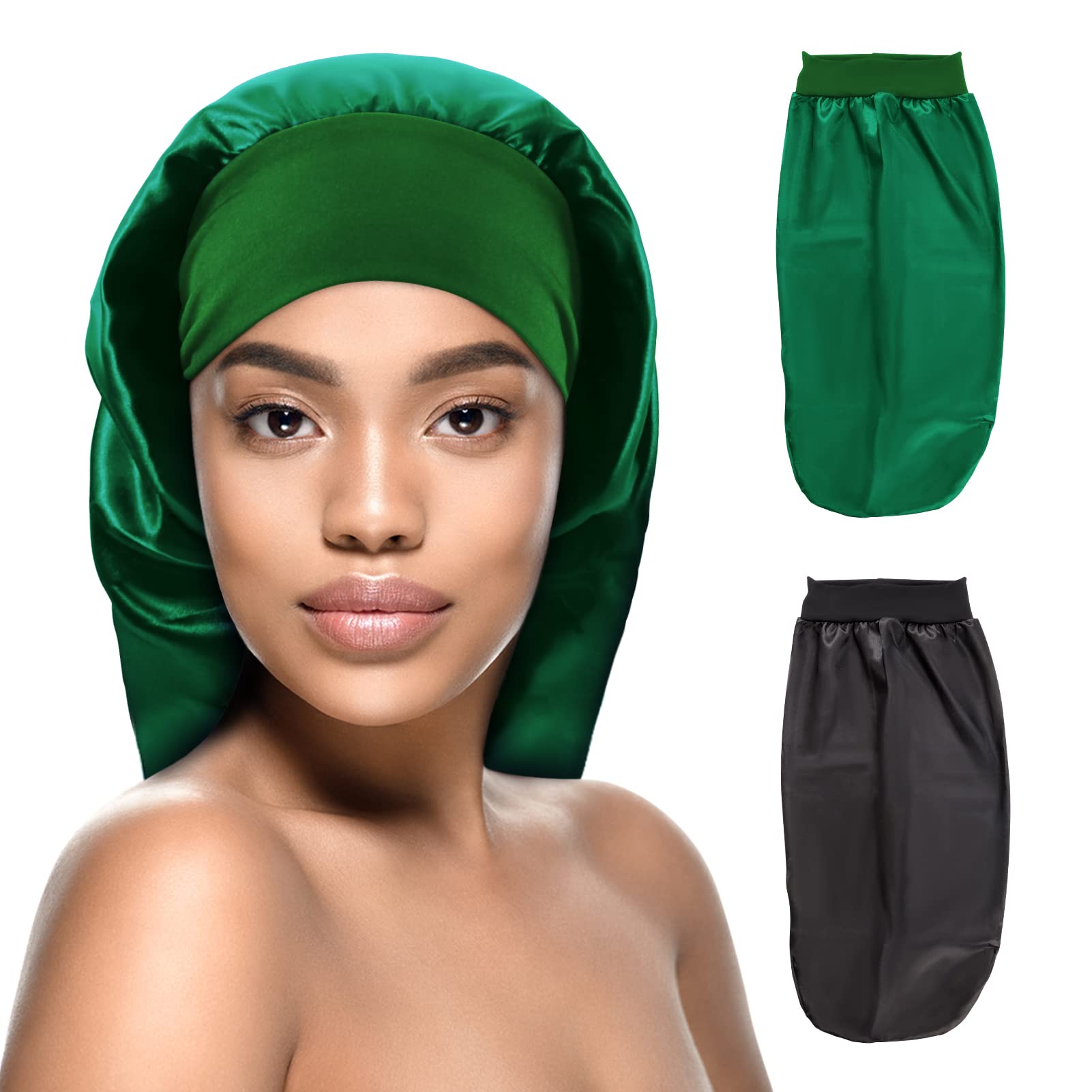Amazon.com : Kenllas Long Satin Sleep Bonnet -Extra Large Night Cap for ...