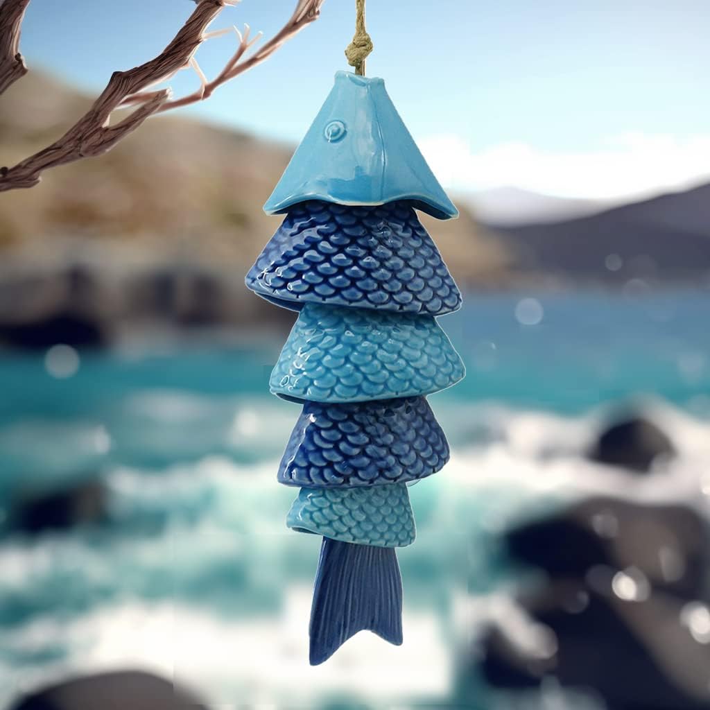 Amazon.com : Koncenttop Koi Fish Ceramic Wind Chimes, Nautical Decor ...