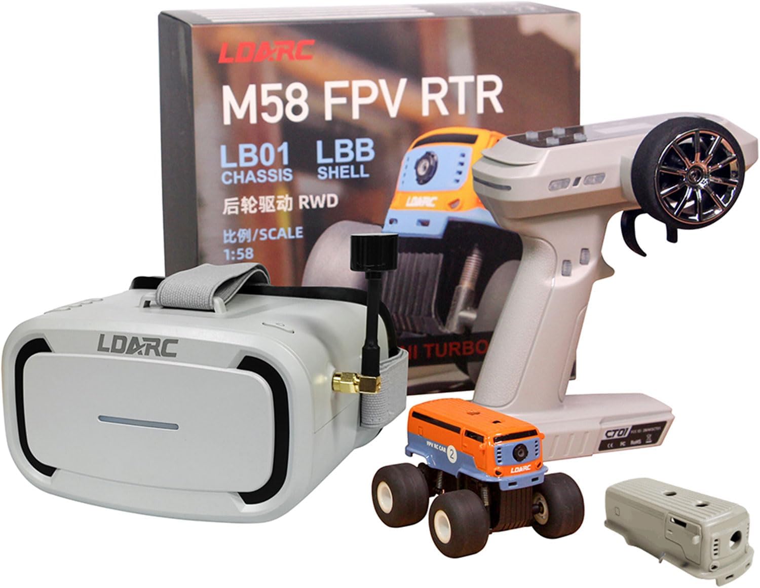 Amazon.com: captainrc LDARC 1/58 Mini M58 FPV Car RTR, HD FPV Camera and FPV Goggles, with 2.4G ...