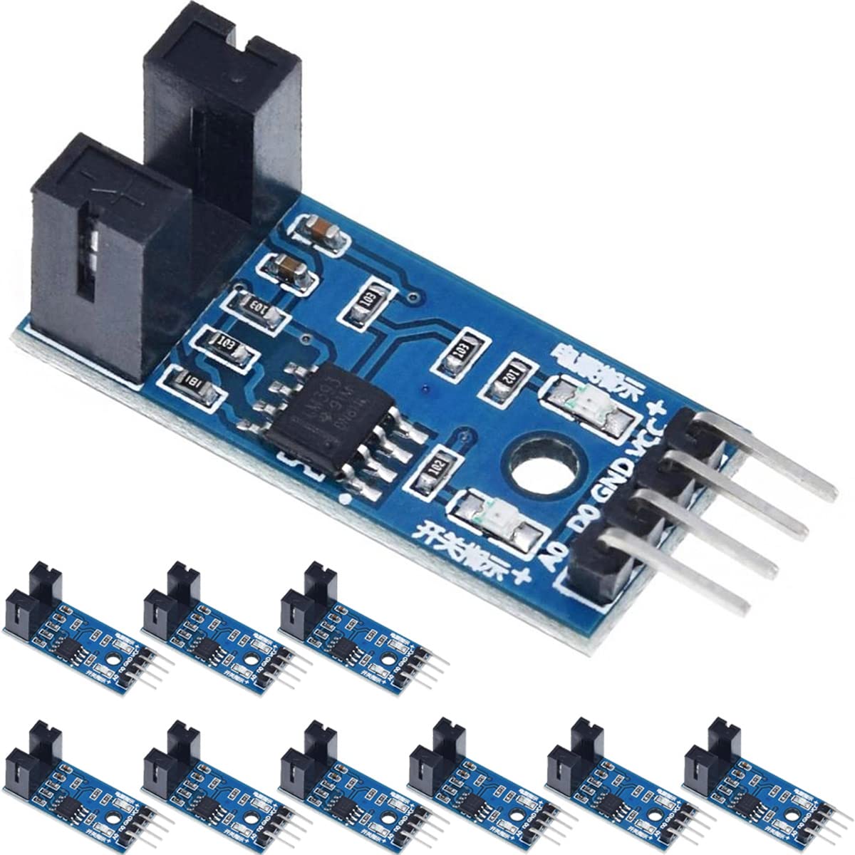 Snapklik.com : 10PCS Comparator Speed Sensor Module LM393 Chip Motor Measuring Slot Type IR ...