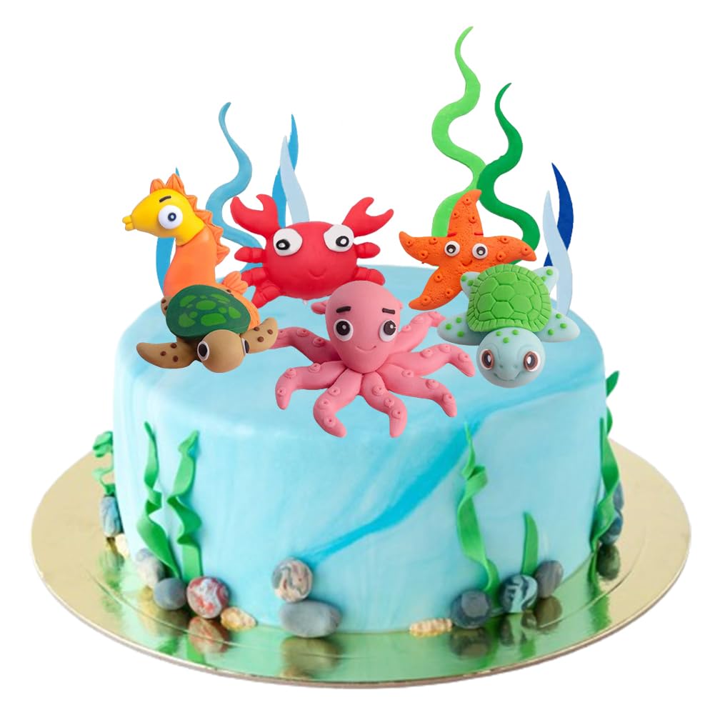 MGKEOUF 3D Ocean Theme Cake Decoration Sea Cake Toppers Ocean Sea ...