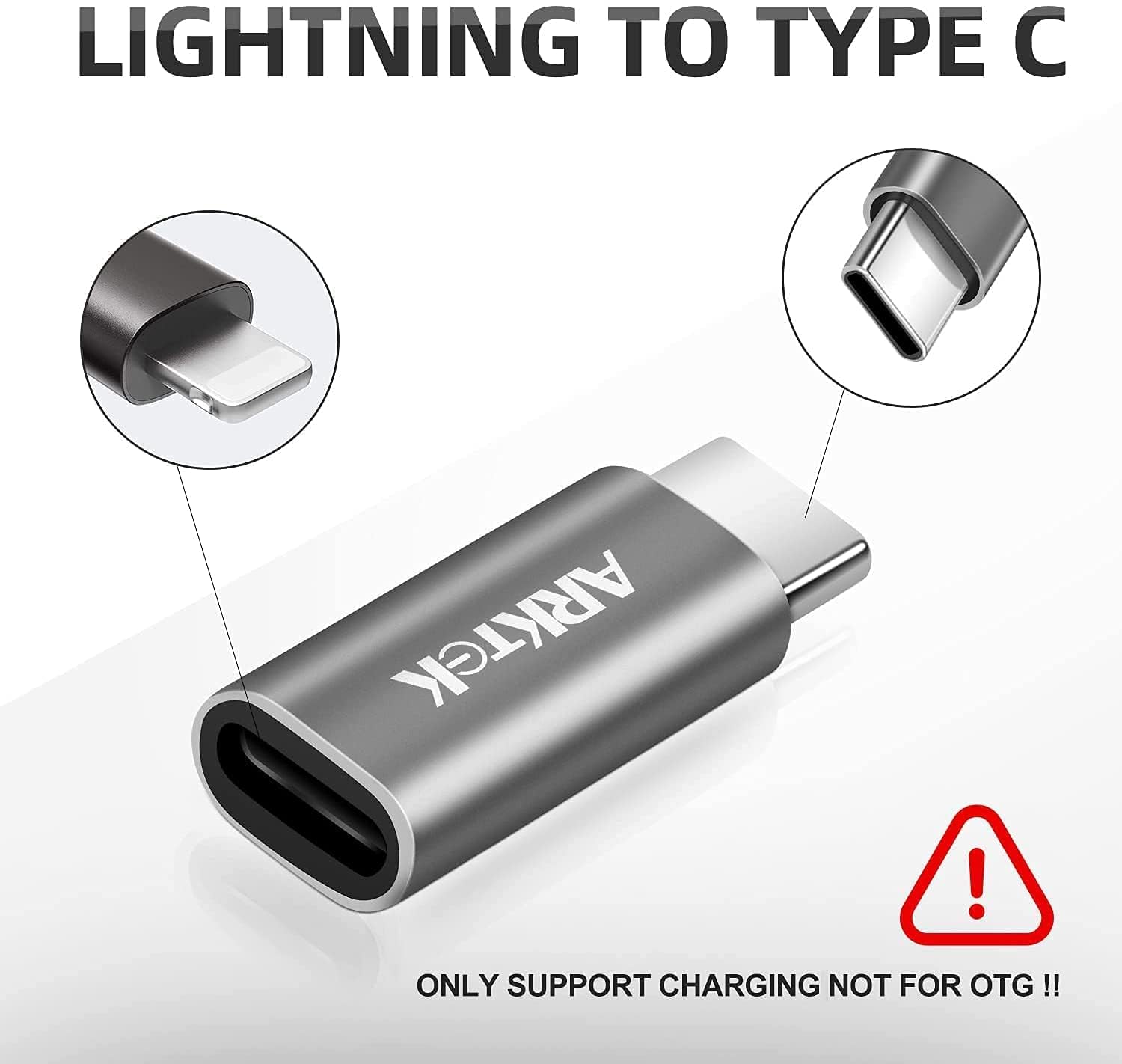 Snapklik.com : ARKTEK 2-Pack Lighting Adapter To USB-C I OS Lightning