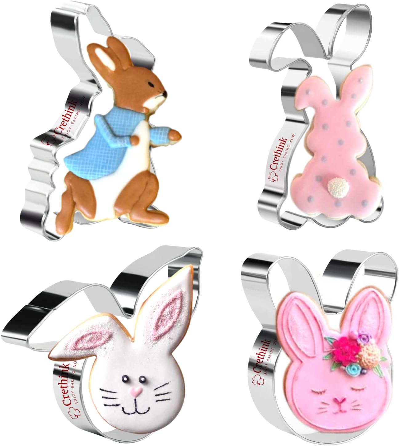 Amazon.com: Crethinkaty Easter Cookie Cutters Shapes-4 Pcs Bunny ...