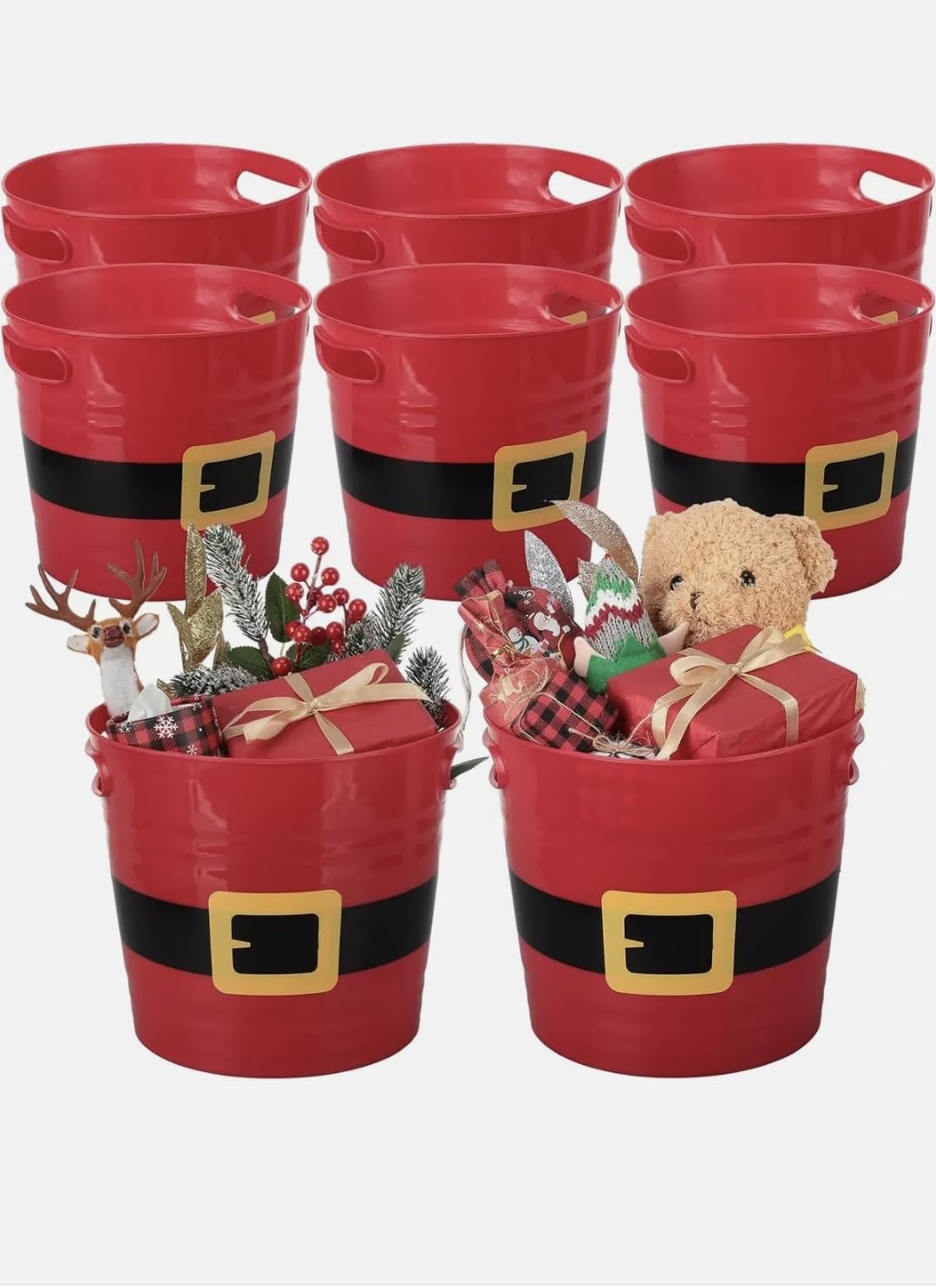 Amazon.com: Santa Belt Decorative Buckets, 8 Piece Set, Red and Black ...