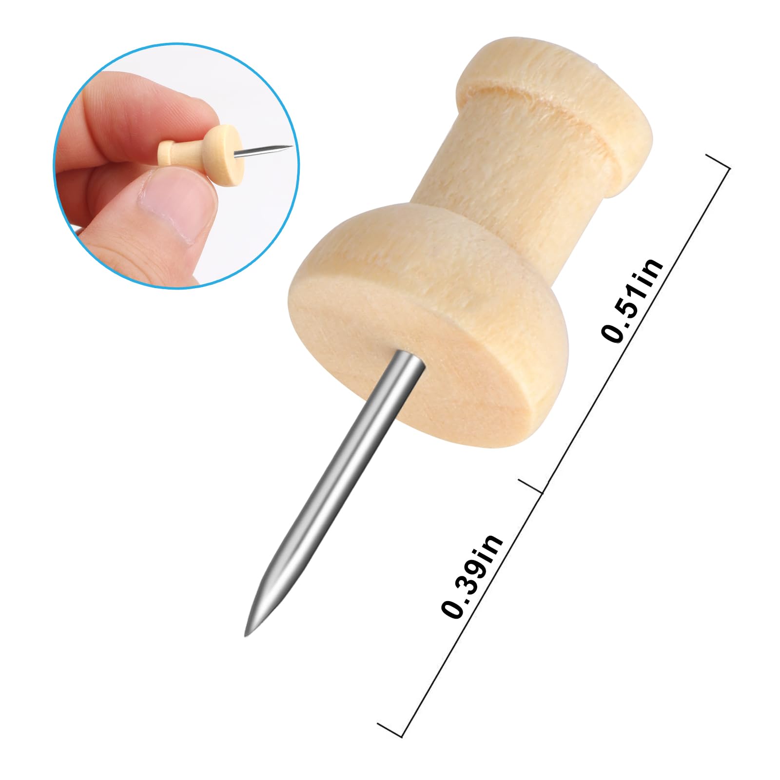 Snapklik.com : Yalis Wood Push Pins 120 Pcs,Decorative Wooden Thumb ...