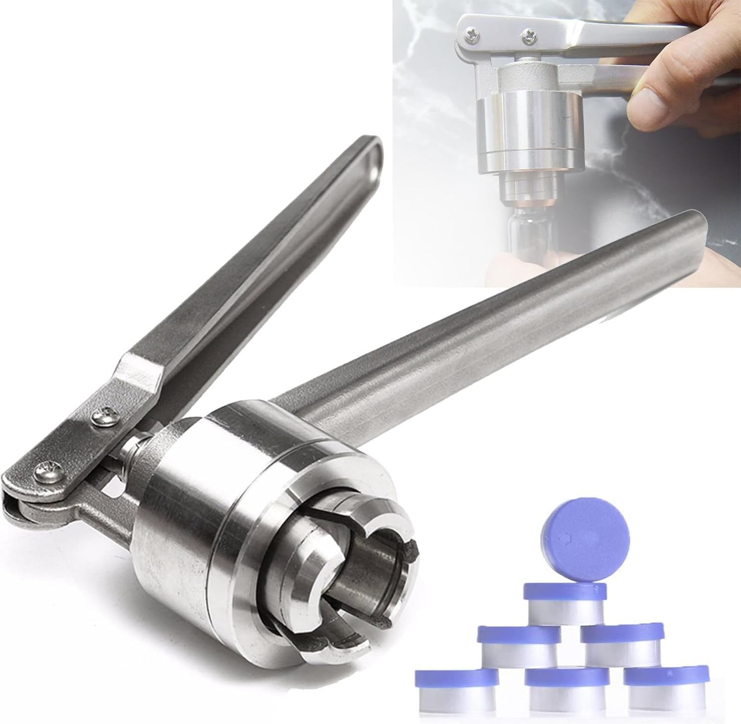 Portable Vial Crimper for Glass Bottles - Aluminum-Plastic & Stainless ...