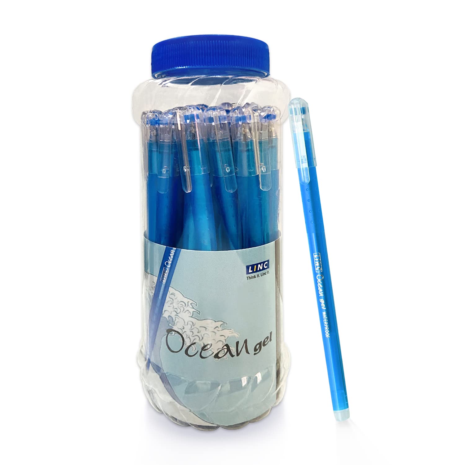 Linc Ocean Lightweight Gel Pen Jar | 0.55mm, Blue Ink Gel Pens | Jar of ...