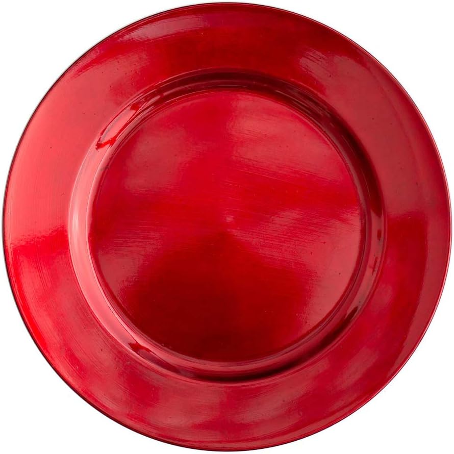 Amazon.com | ChargeIt by Jay Round Charger Melamine Plate, Red, 13 ...