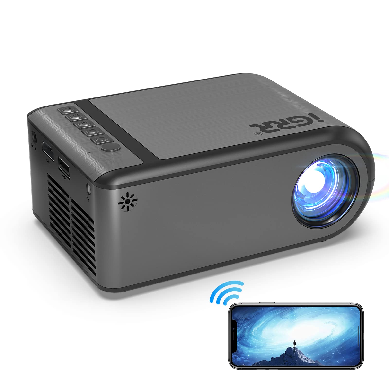 Amazon.com: Projector with WIFI, iGRR Mini Projector for Home Theater ...