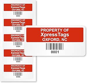 Amazon.com: XpressTags 0.75"x1.5" Sequentially Barcoded Custom Asset Labels, Fixed Inventory ...
