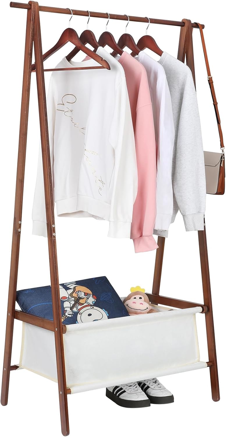 Amazon.com: Jotsport Bamboo Clothing Rack Foldable Clothes Hanging ...