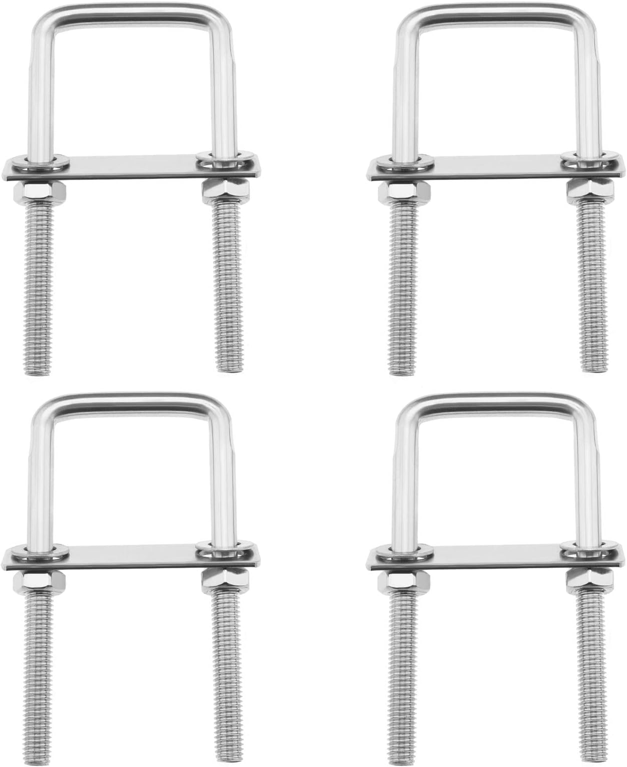 eMagTech 4 Sets M8 Square U-Bolts 304 Stainless Steel U Clamp Bolt with ...