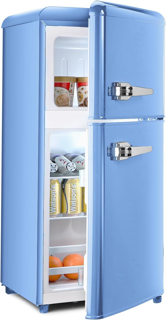 Amazon.com: OOTDAY Retro Mini Refrigerator, 4 Cu. Ft. Small Fridge with ...