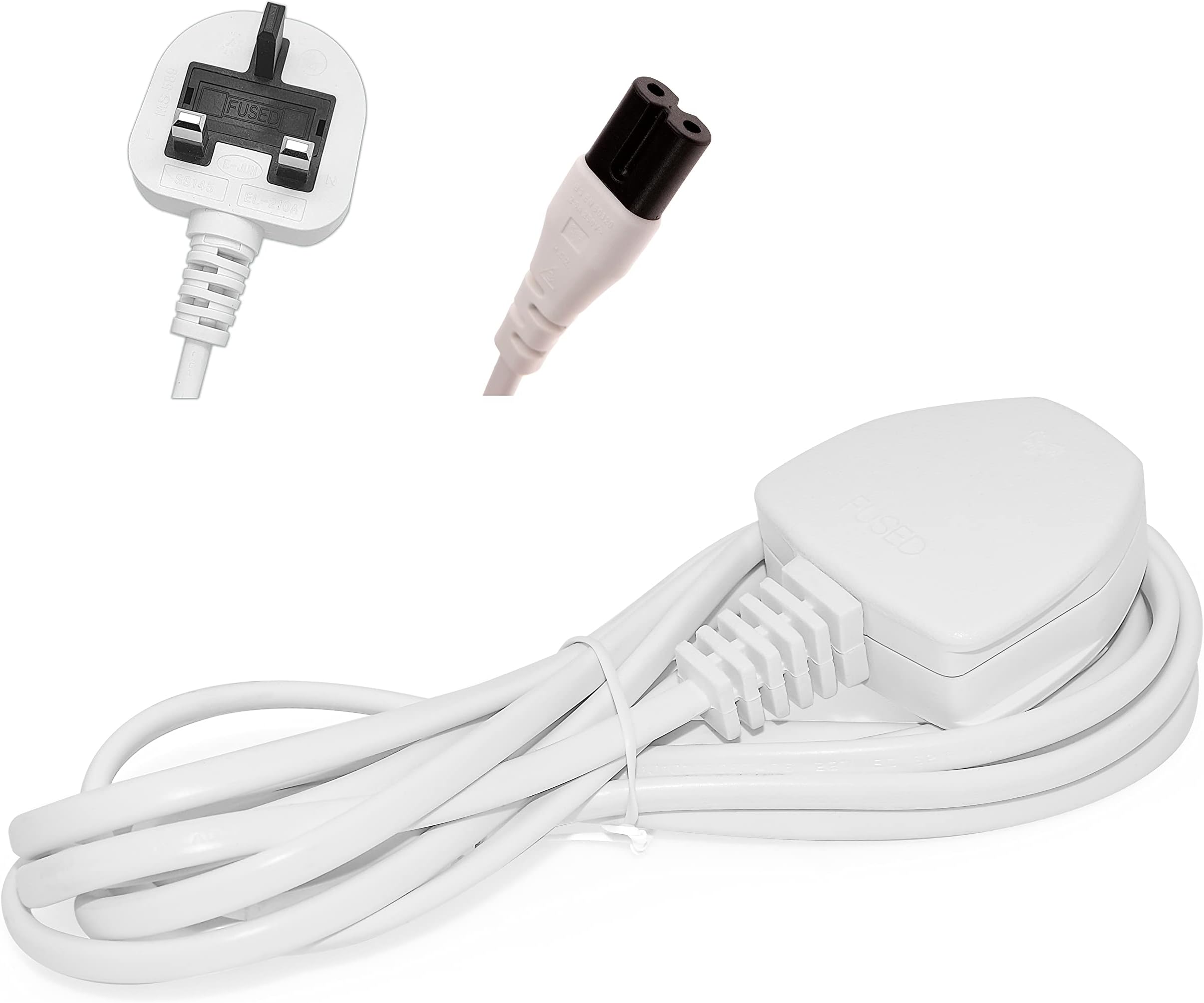 Pro Elec LEAD 13A PLUG TO FIG 8 (C7) WHITE 2M: Amazon.co.uk ...