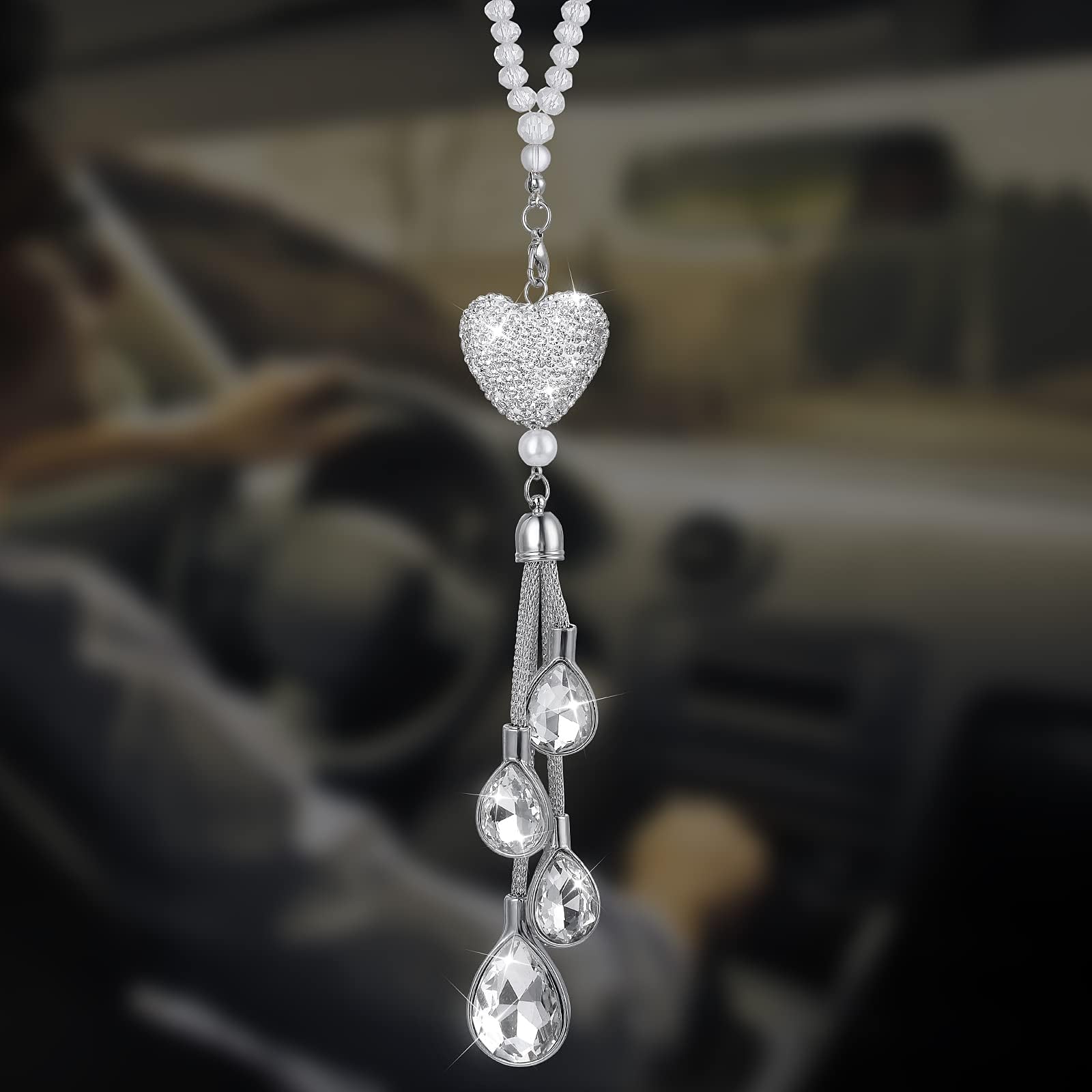Amazon.com: cobee Heart Diamond Car Hanging Bling Accessories, Crystal ...