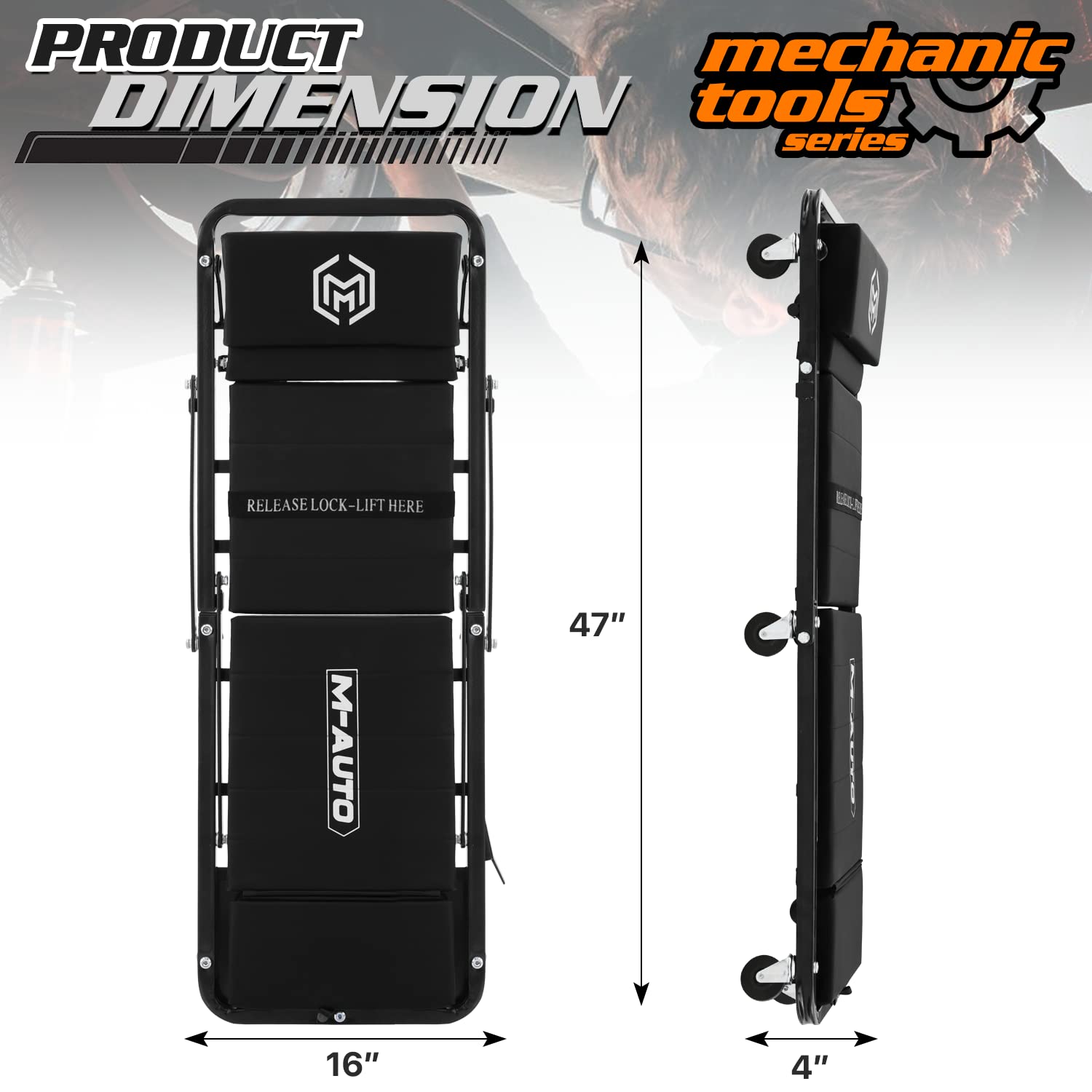 M-AUTO Heavy-Duty Convertible Mechanic Creeper, Z-Creeper 2-in-1 ...