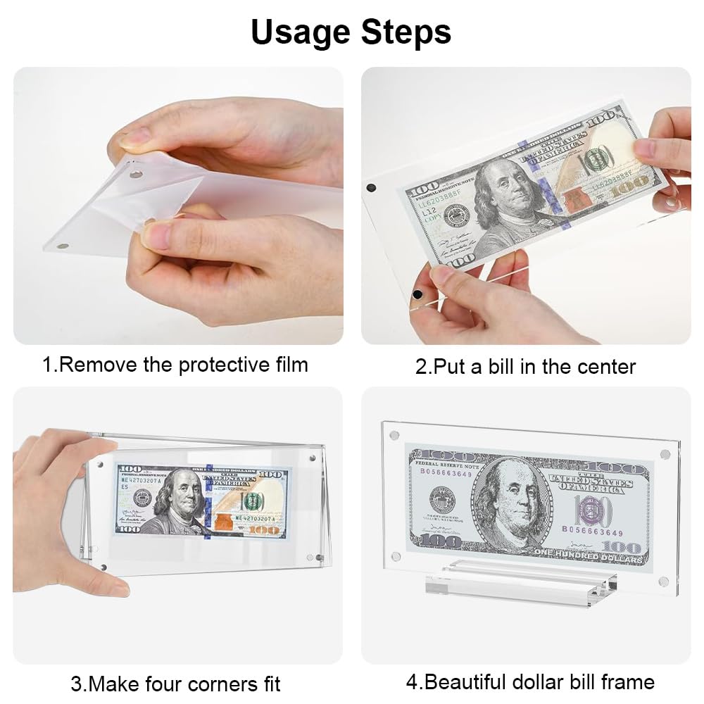 Snapklik.com : Ukontagood 1/2/5 Pack Acrylic Dollar Bill Frame, Dollar ...