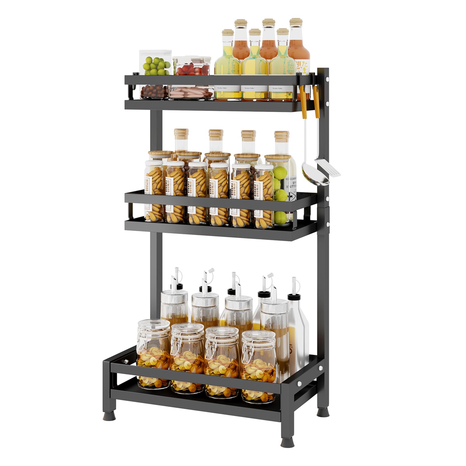 Mointal Standing Kitchen Spice Rack, 3-Tier Worktop Spice Storage Shelf ...